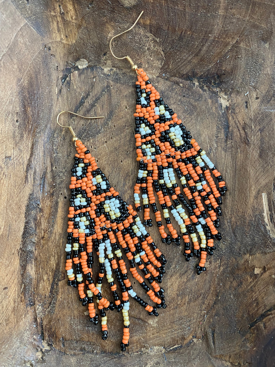 MULTIPLE COLORS Leopard Seed Bead Dangle Earrings Stella Marie Studio